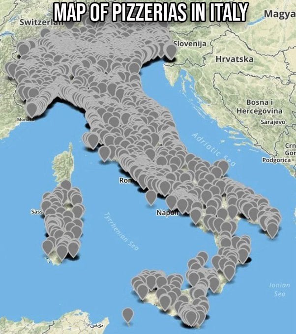 Map of Pizzerias in Italy - USLUCK