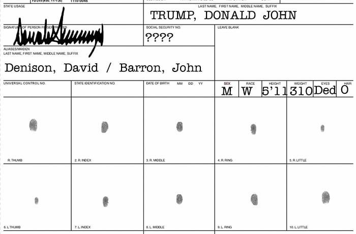 Trumps fingerprints released - USLUCK