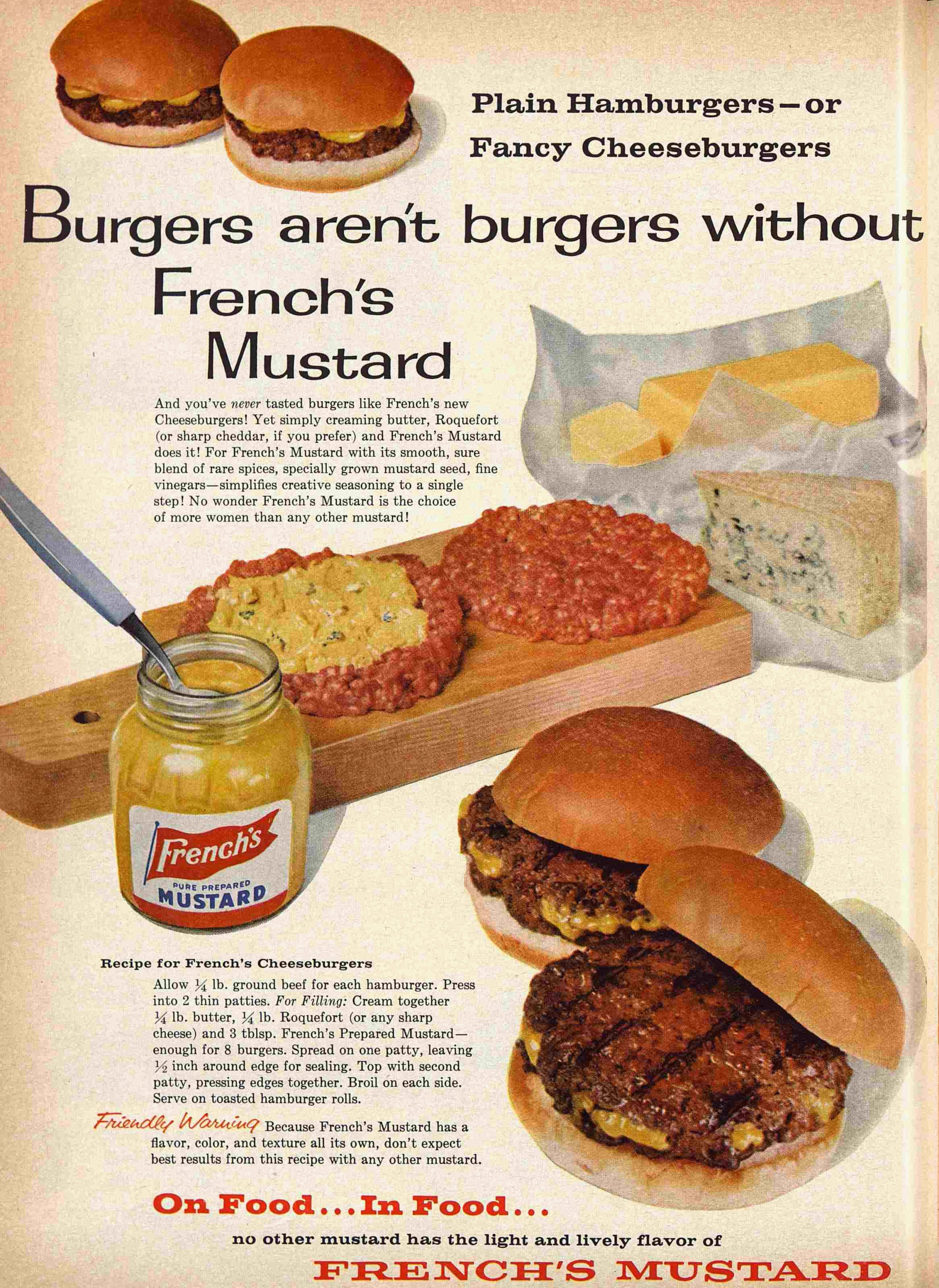 French's Mustard with Cheeseburger recipe [1959] - USLUCK