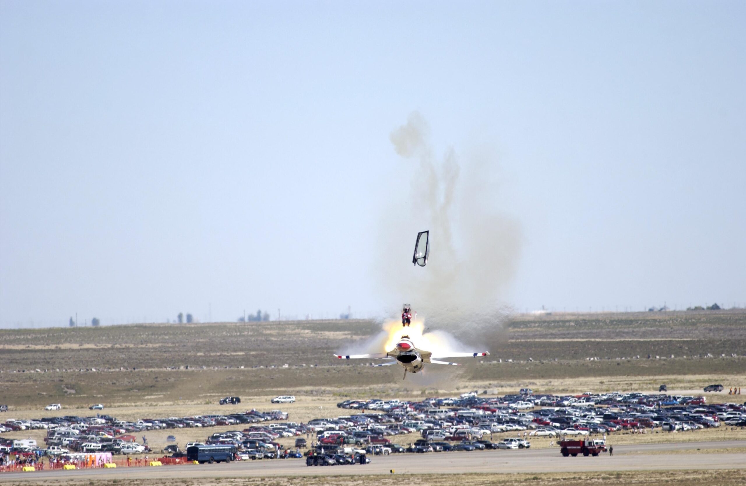 U.S. Air Force Thunderbirds pilot Captain Chris Stricklin ejects from ...