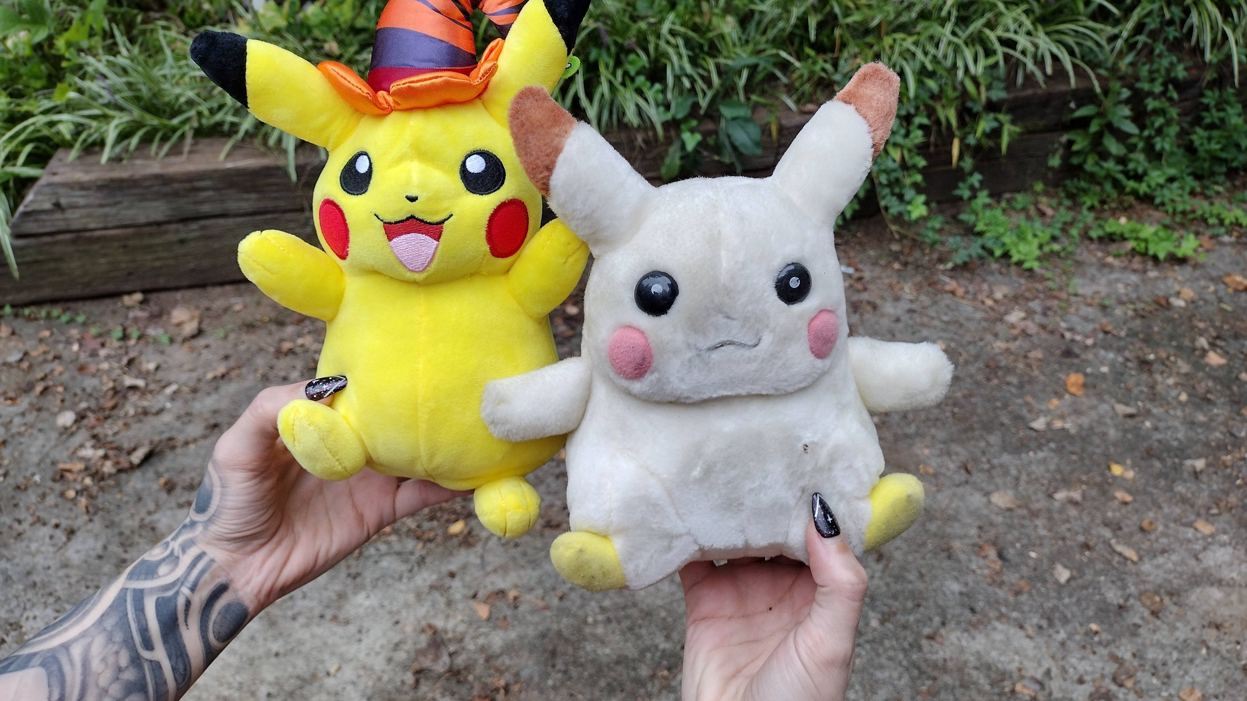 Brand new Pikachu replacing its 15 year old, sun bleached cousin. - USLUCK
