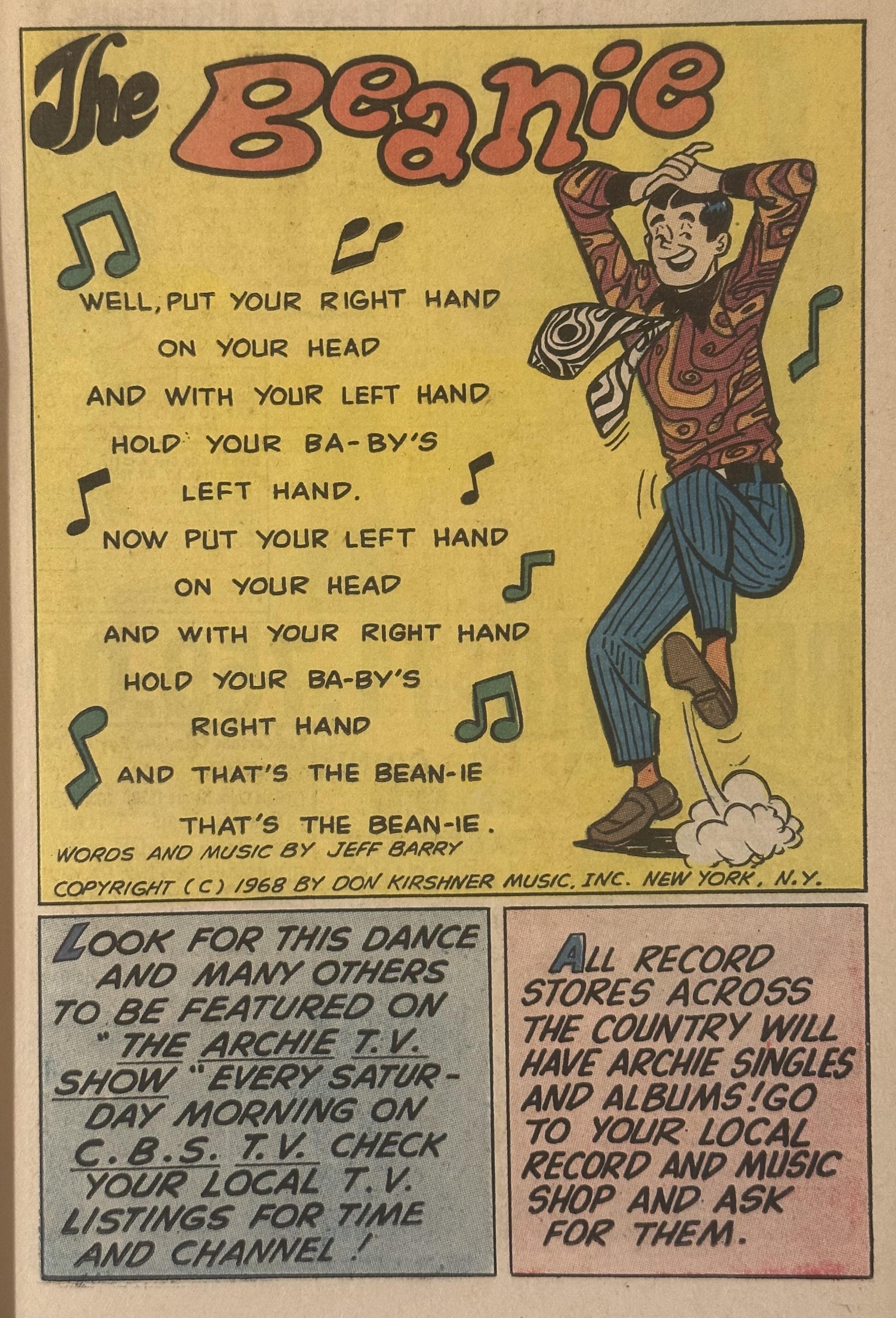 1969 “The Beanie” ad for Archie comics TV Show and Music - USLUCK