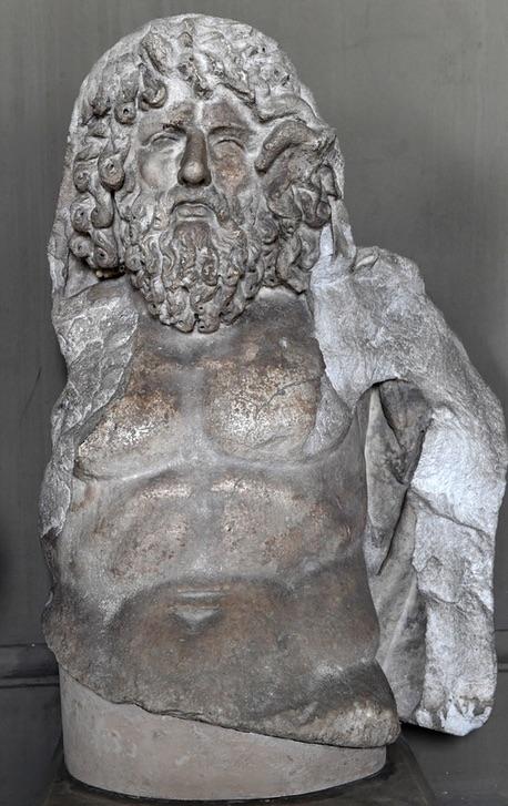 Statue of the Roman god Saturn (Greek: Cronus). Limestone. 2nd century ...