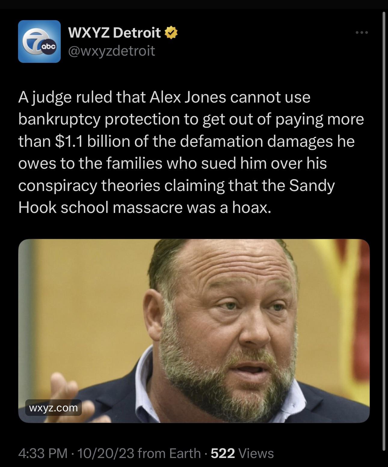 Judge says Alex Jones can't worm his way out of paying $1 billion to ...