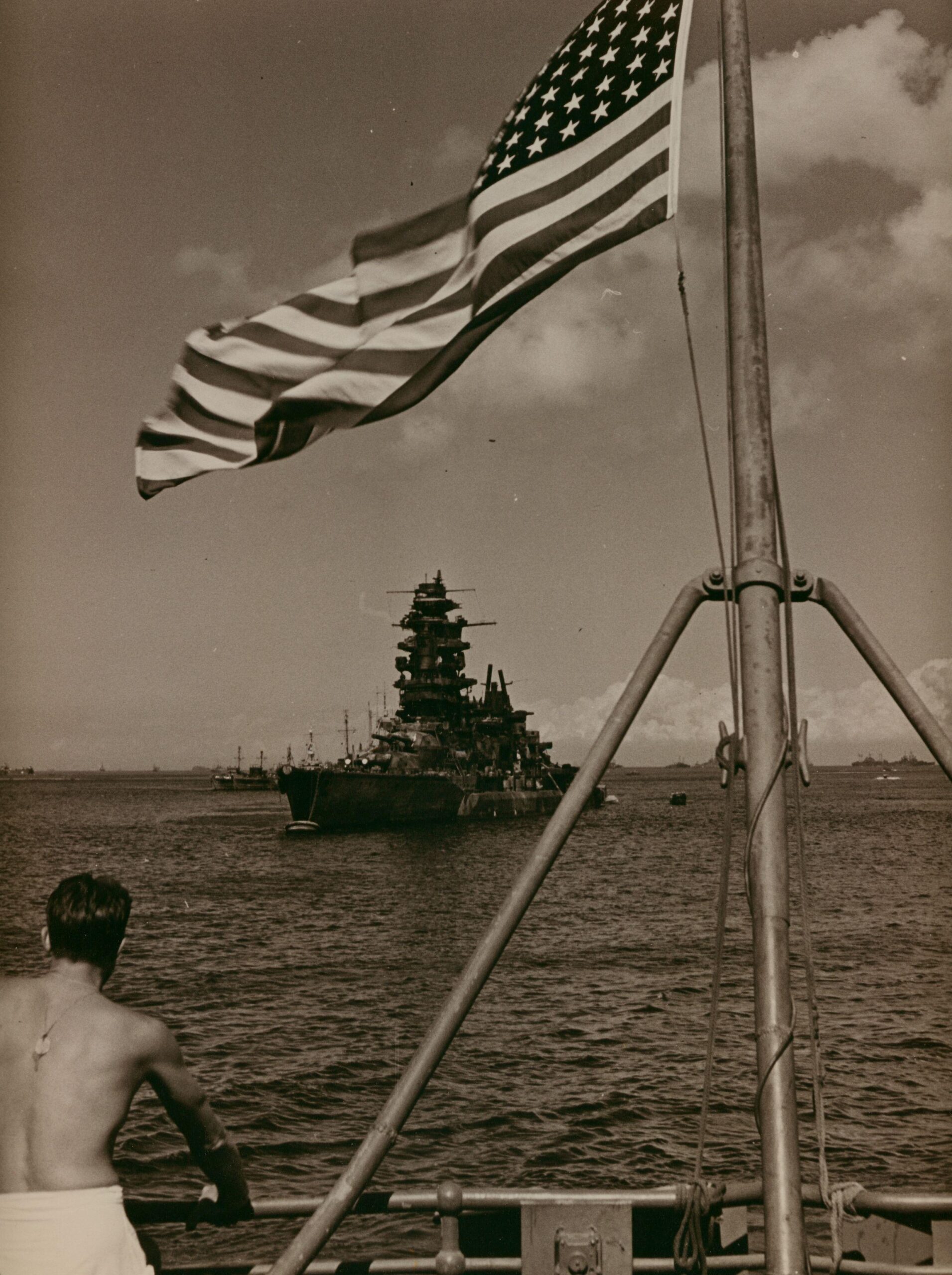 Japanese battleship Nagato serving as one of the target ships during ...