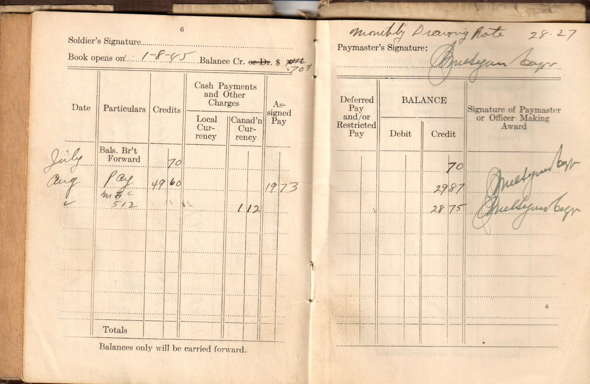 Found my dad's pay-book from the Royal Canadian Army in 1945. Note the ...