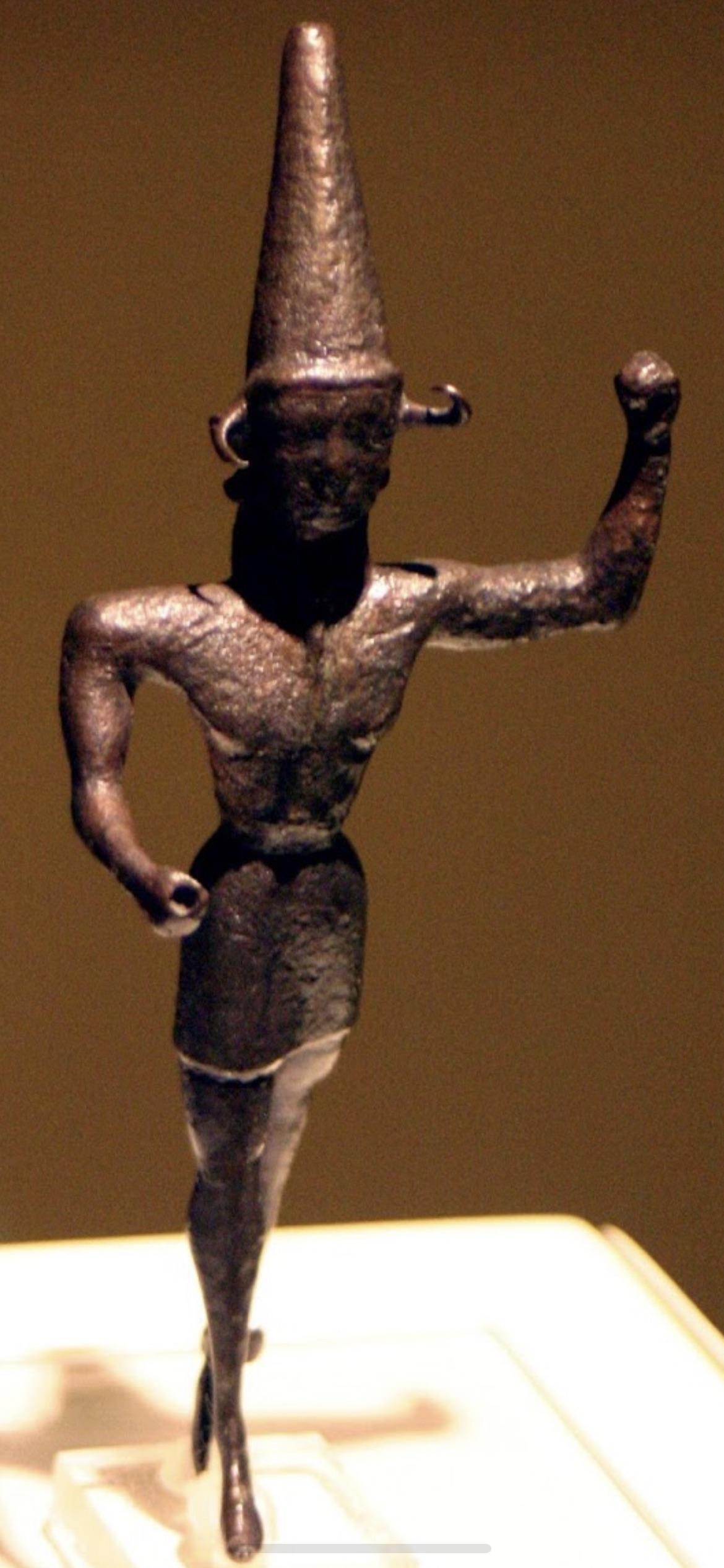 Bronze figurine of the "Smiting God" from Dövlek, likely depicting the ...