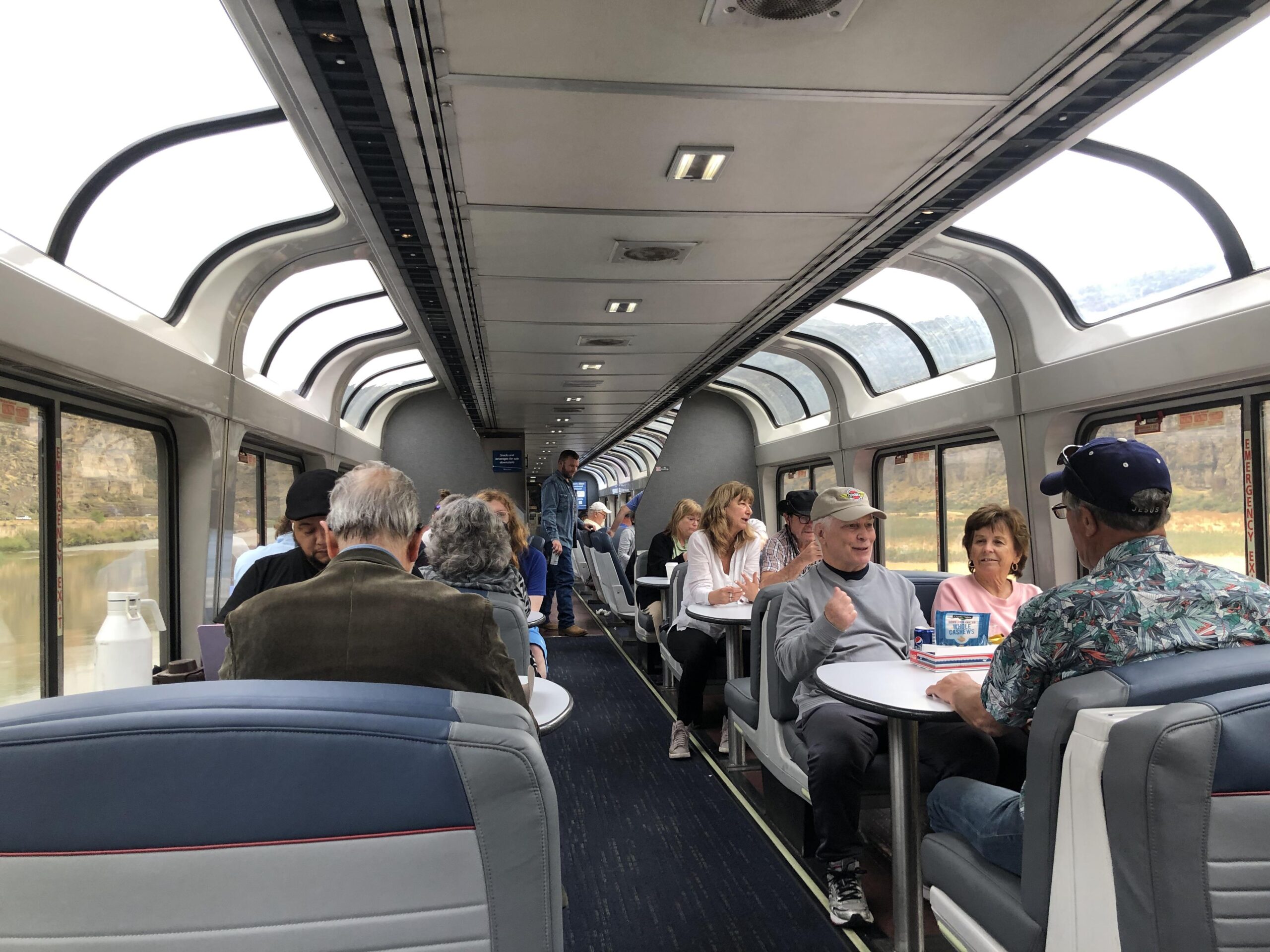 The observation deck on a cross-country Amtrak train in the U.S - USLUCK