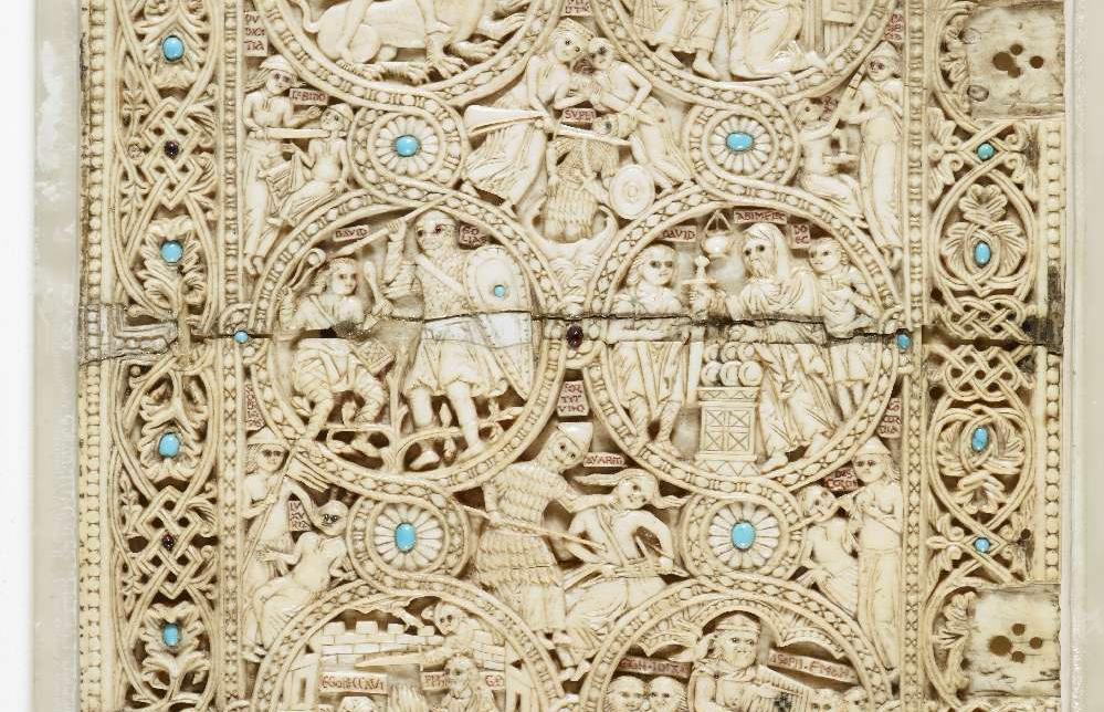 Part of the ivory front cover a psalter of around 1135, probably owned ...