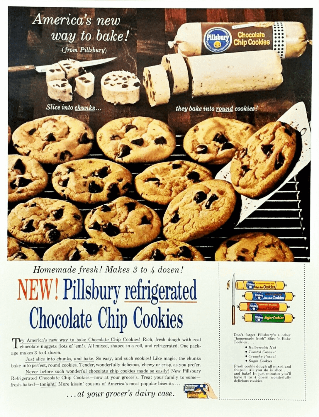 Pillsbury Chocolate Chip Cookie Dough, 1960 - USLUCK