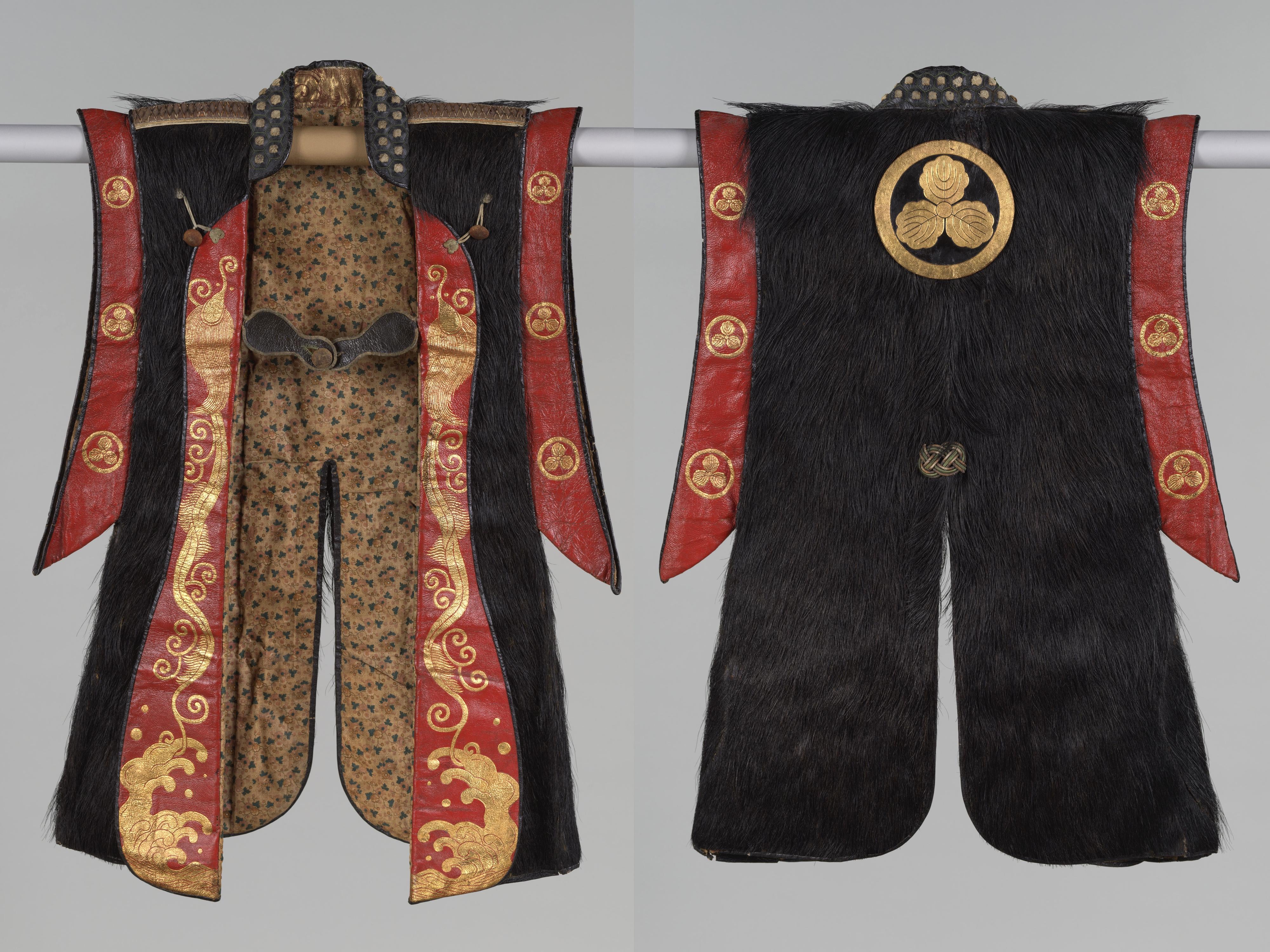 Samurai's surcoat (jinbaori) made of black bear hide, meant to be worn ...