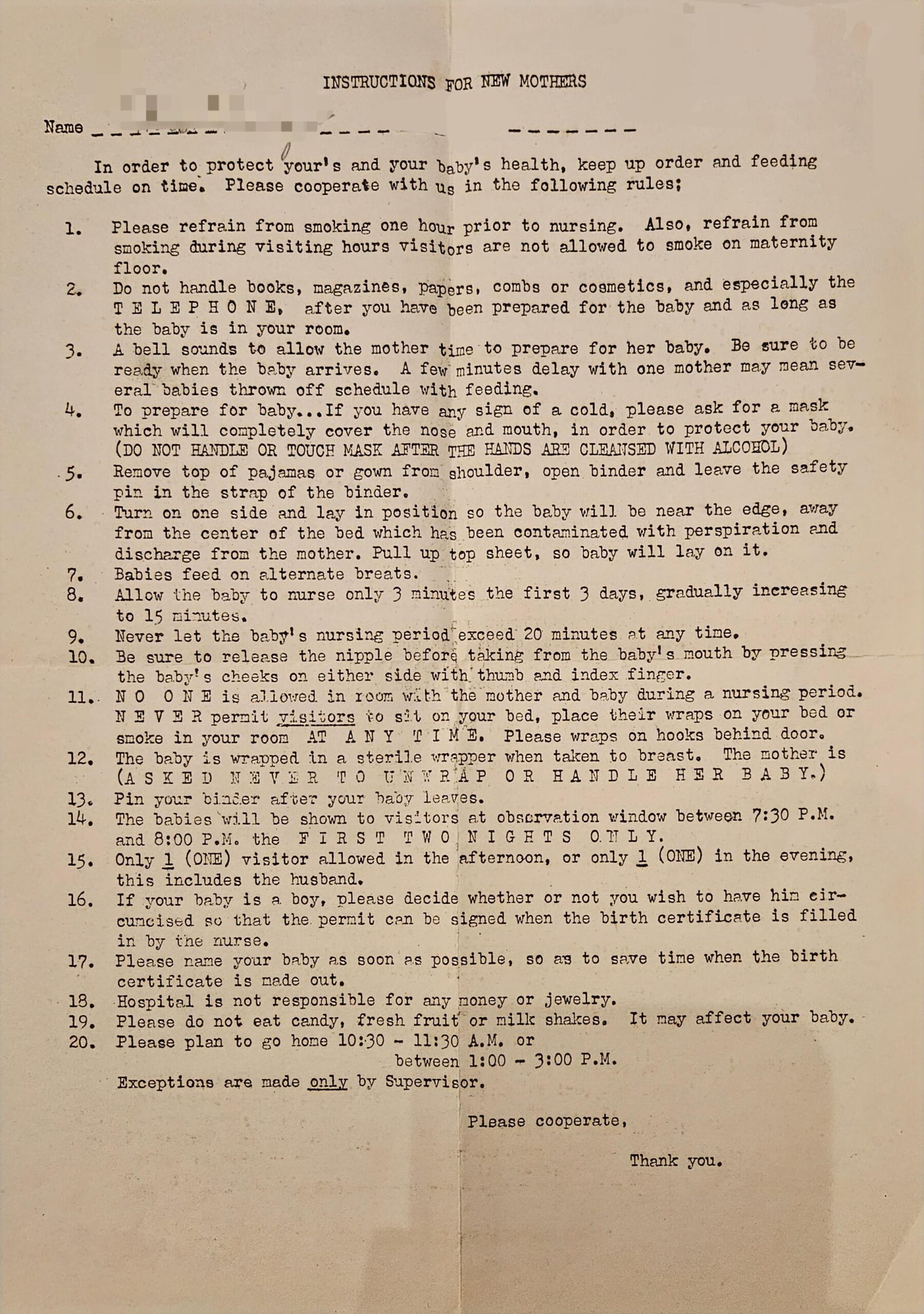 This list of Rules for new moms (hospital maternity ward) from the ...