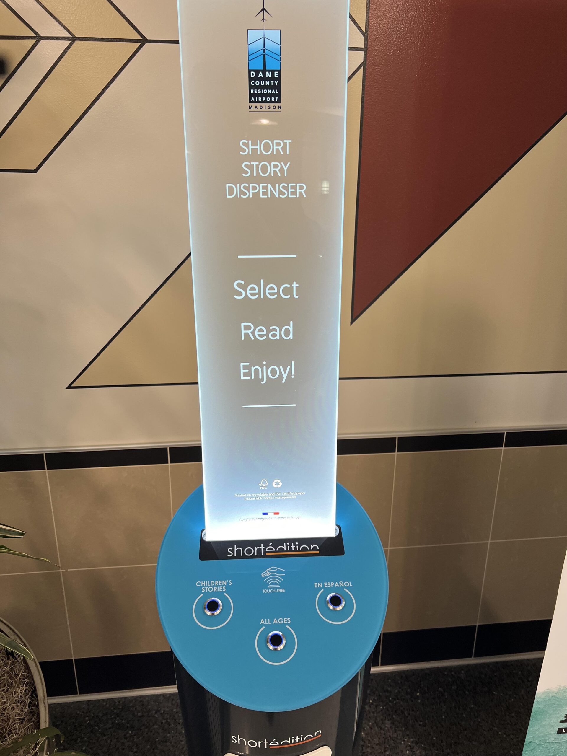 My airport has a short story dispenser - USLUCK