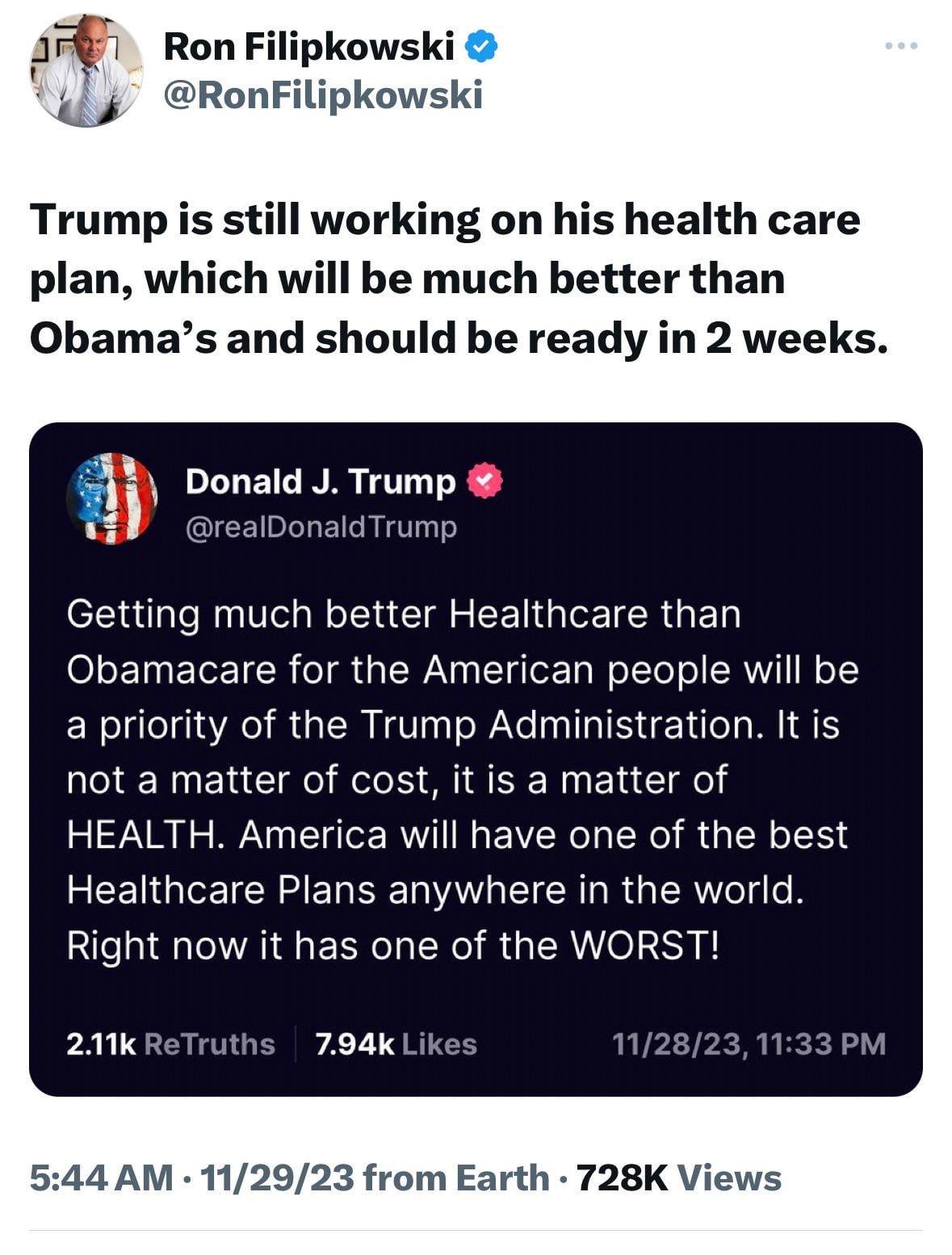 He’s had a long time to come up with a healthcare plan. It’s going to ...
