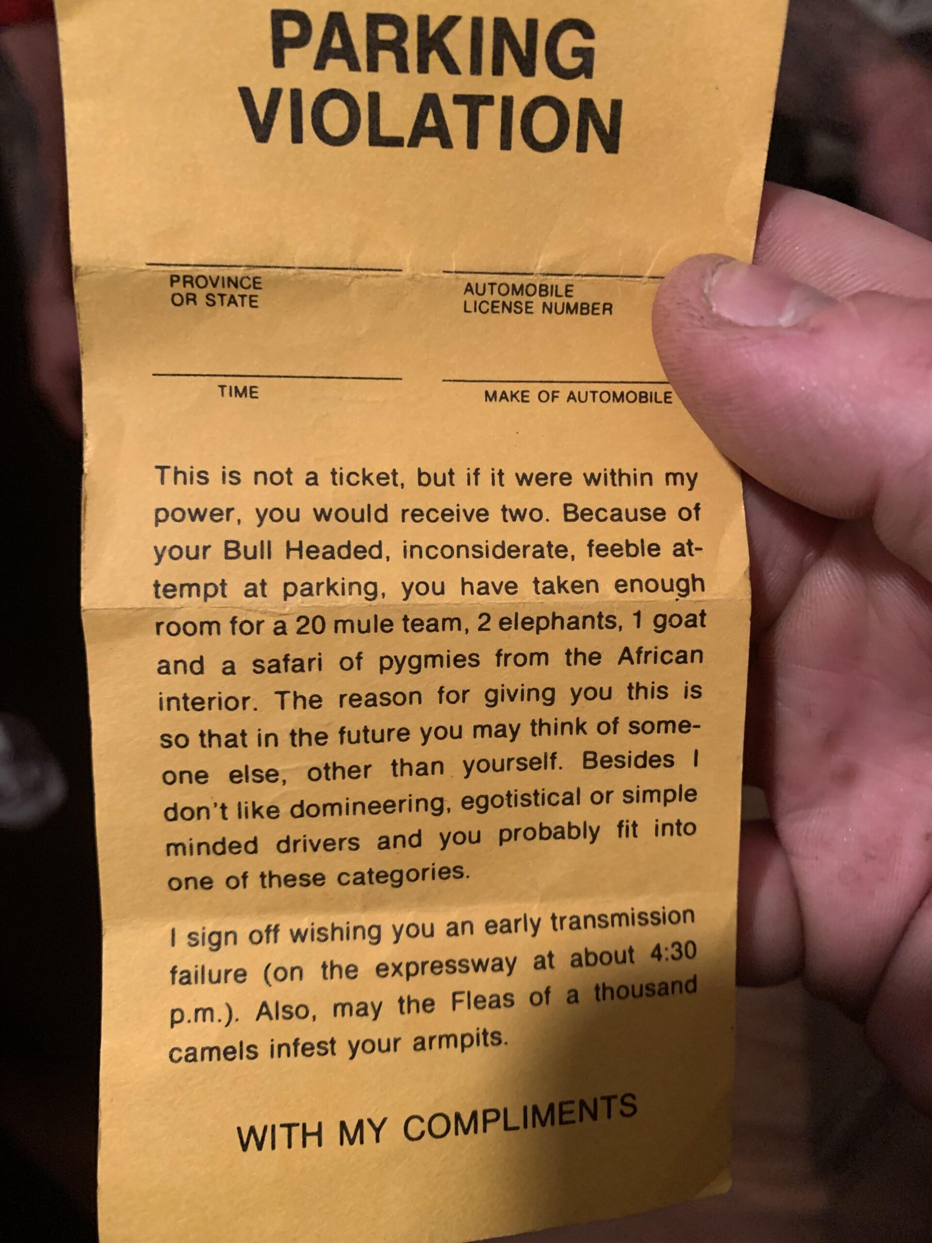 Ticket violation my dad got - USLUCK
