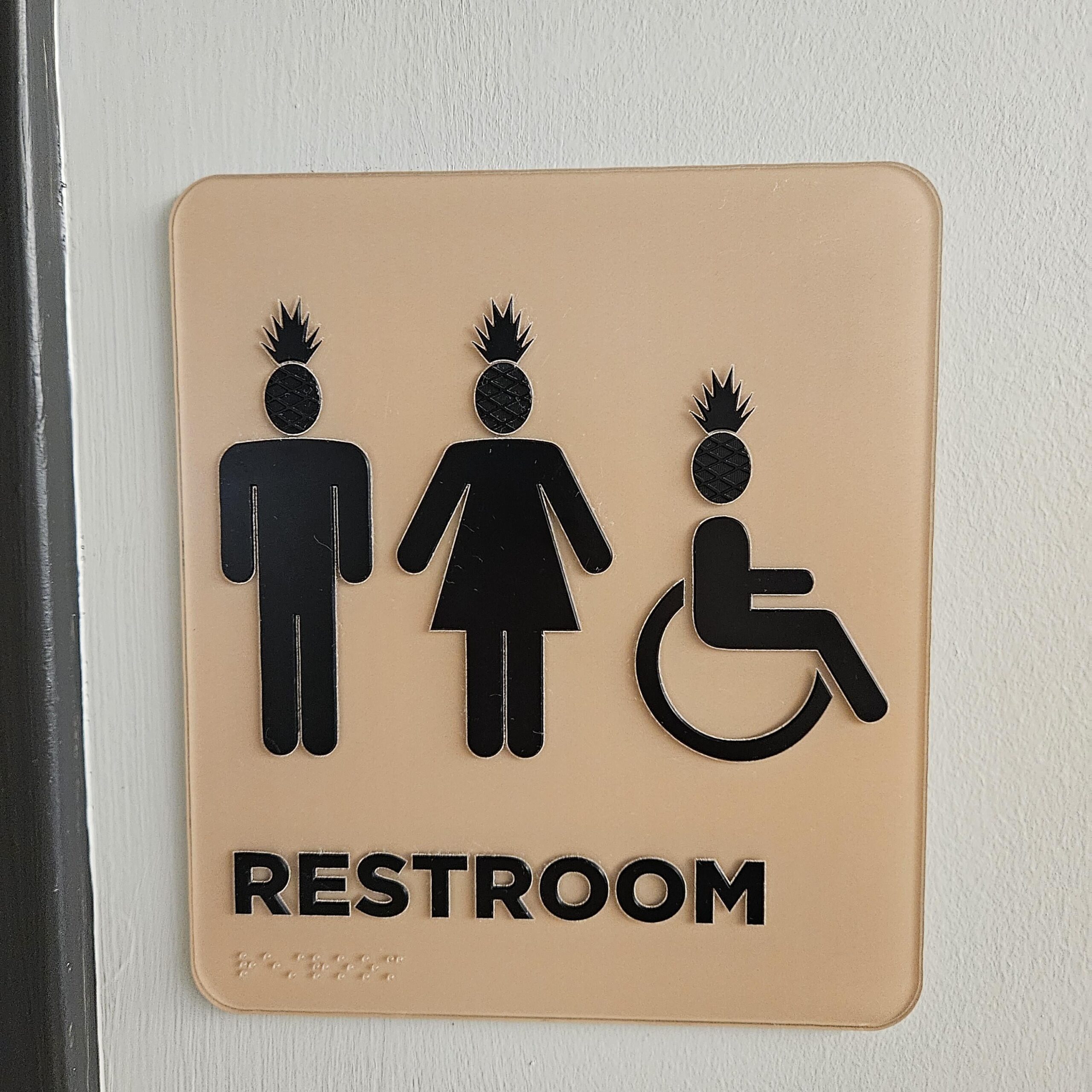 Custom restroom sign in Hawaii-themed restaurant. - USLUCK