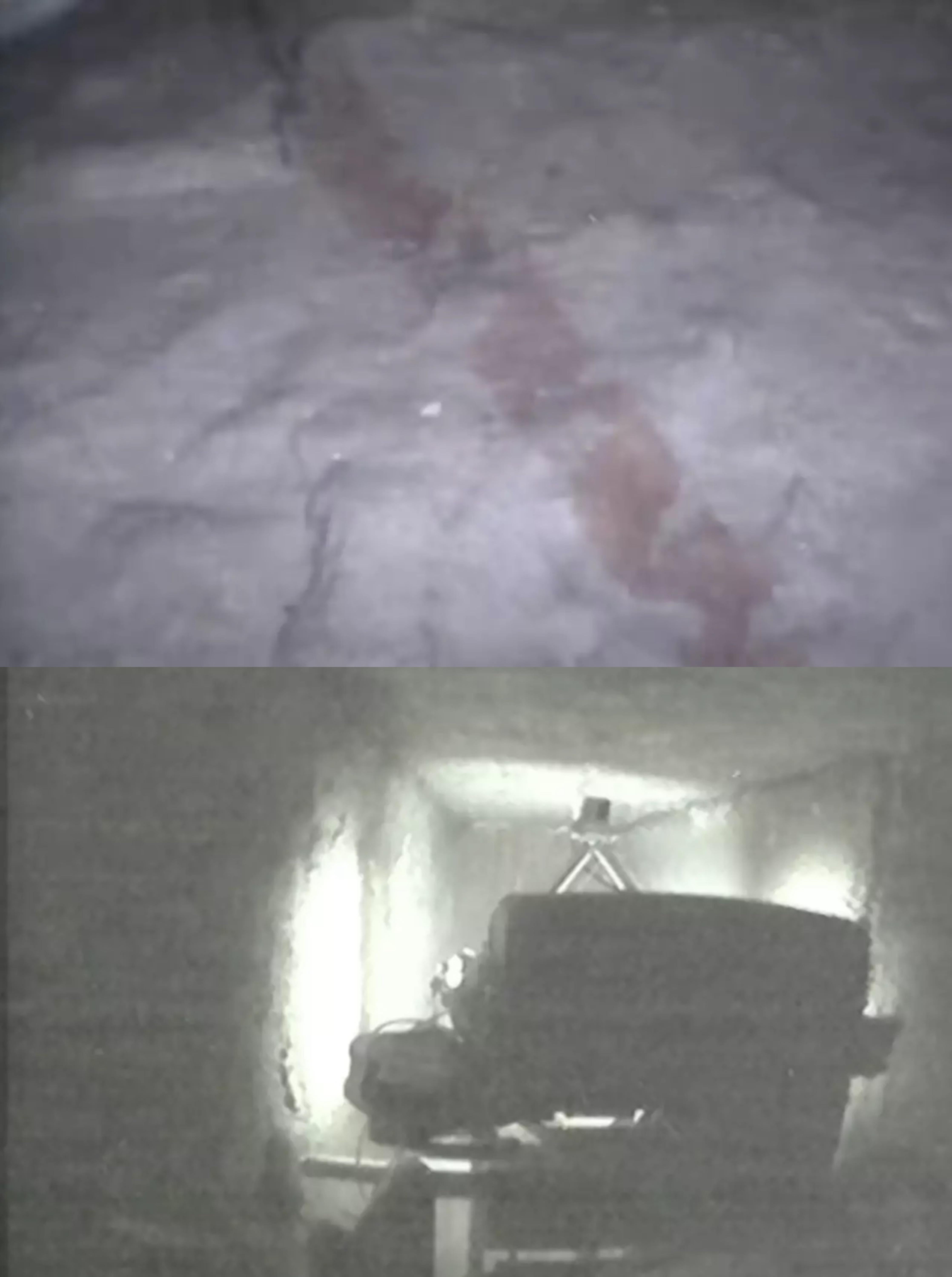 Red markings were discovered using a robot, in a 50 meter long shaft ...