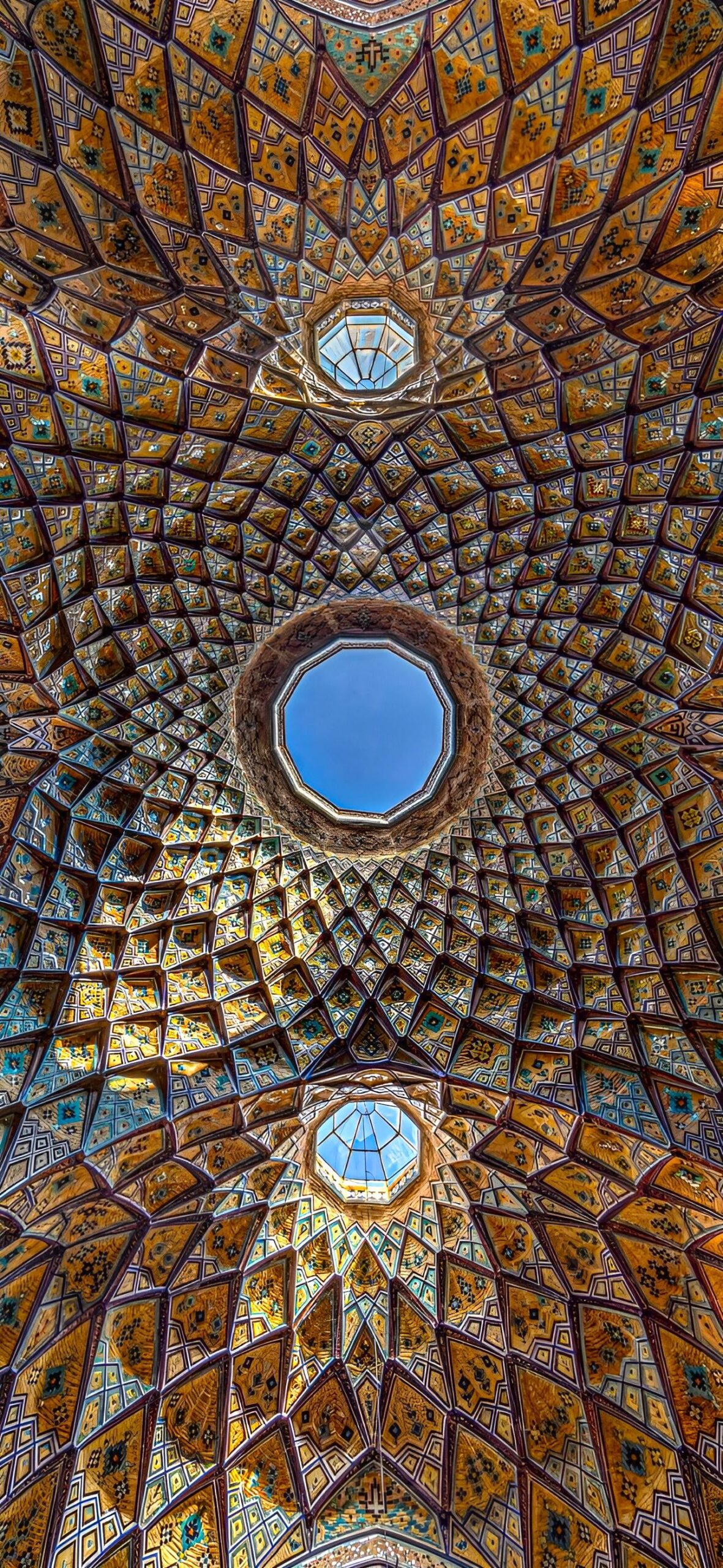 Ceiling of Tabatai House in Iran. The intricate patterns show the ...