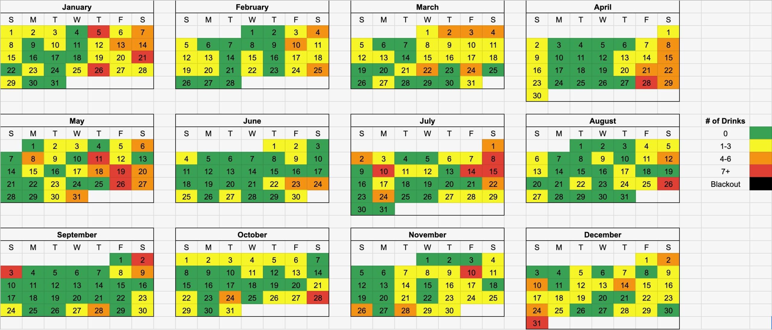 My 2023 Drinking Calendar (27M) [OC] - USLUCK