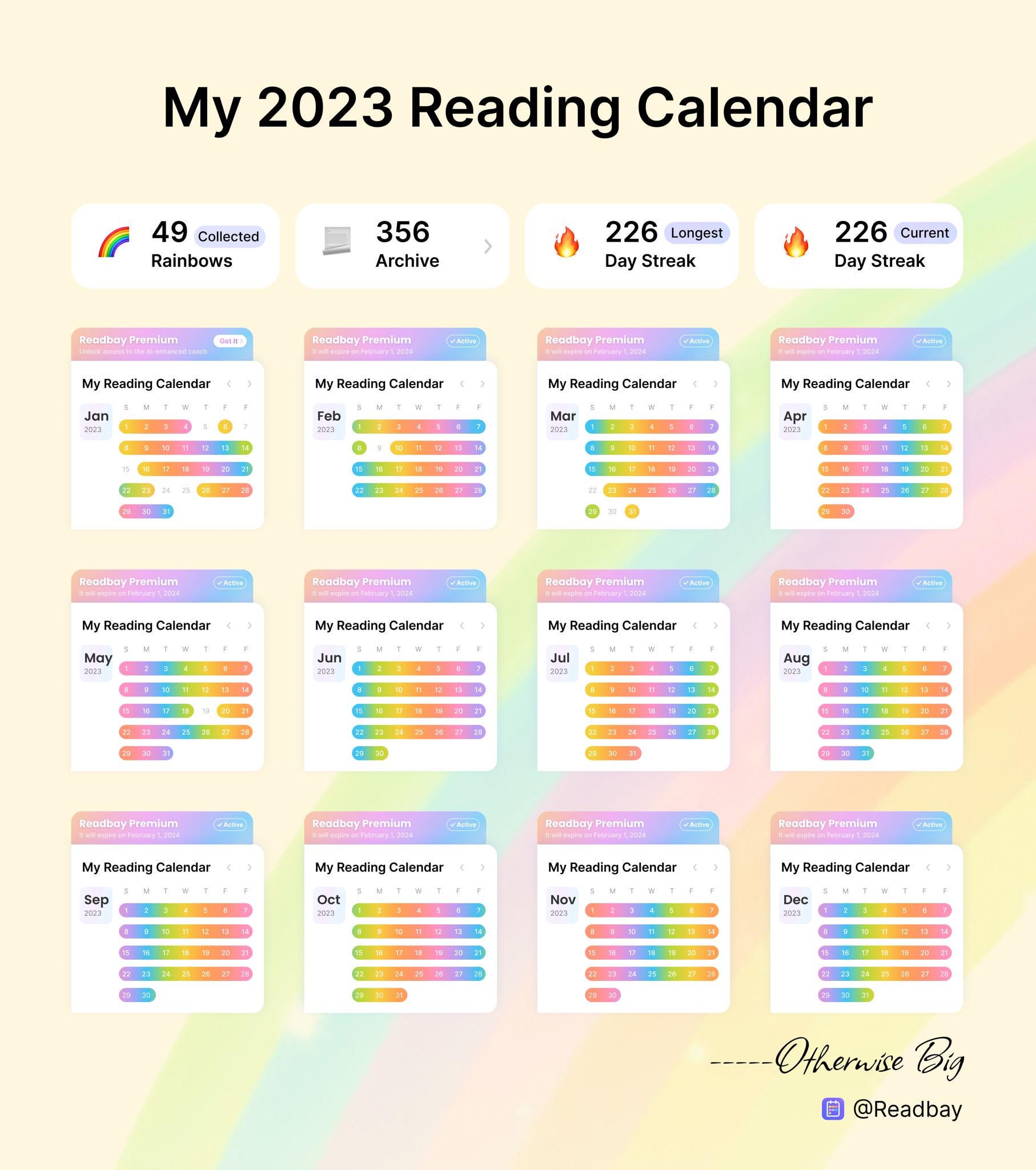 [OC] My 2023 Reading Calendar - USLUCK
