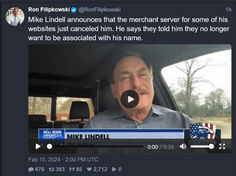 Poor mike lindell ... he can't catch a break - USLUCK