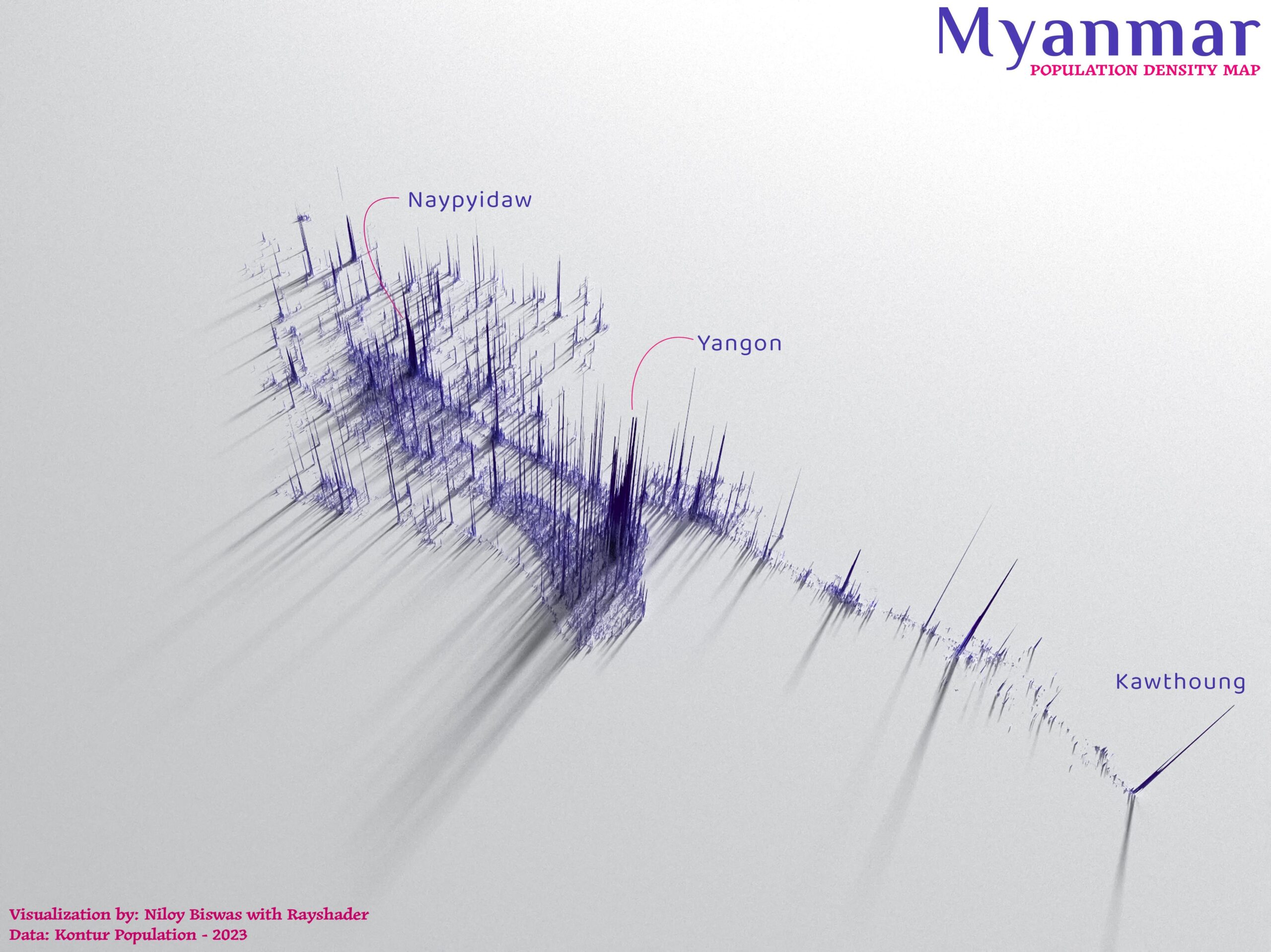 [OC] Population Density Map of Myanmar - USLUCK