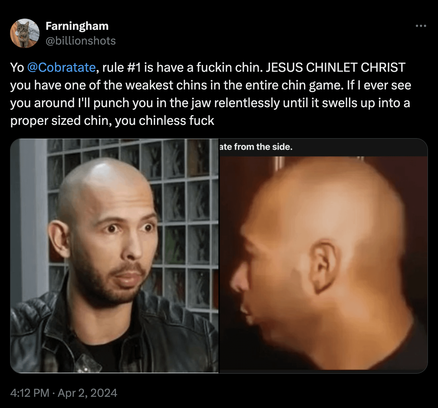 Andrew Tate, taking one on the chin - USLUCK