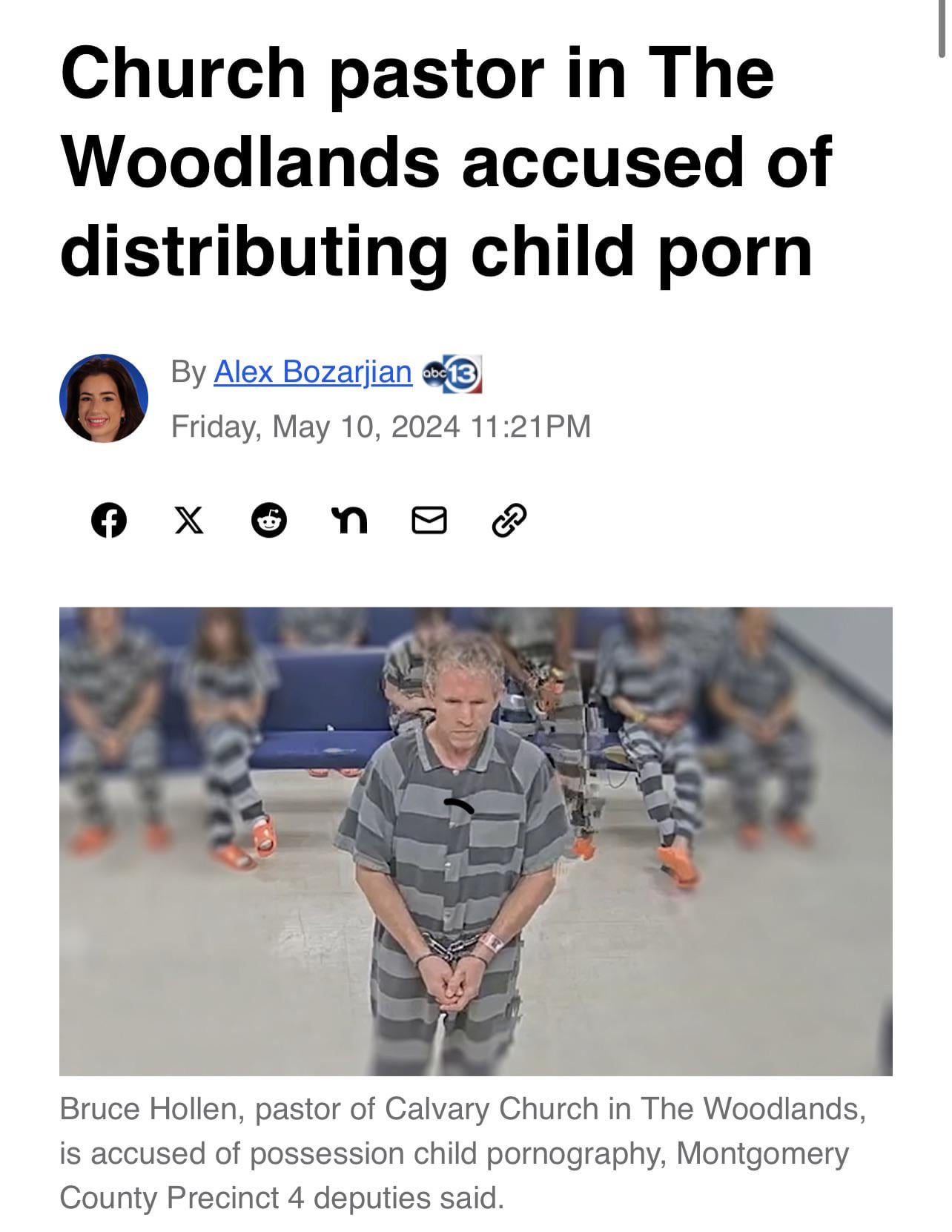 Bruce Hollen, 63, now former pastor of Calvary Church in The Woodlands ...