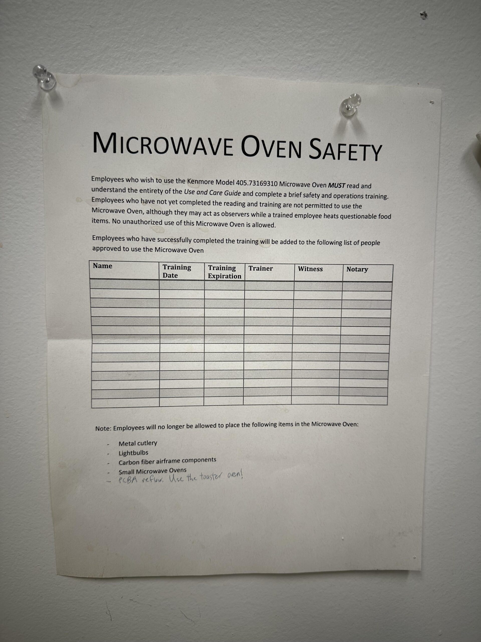 This microwave oven safety sheet someone put up in my office break room ...