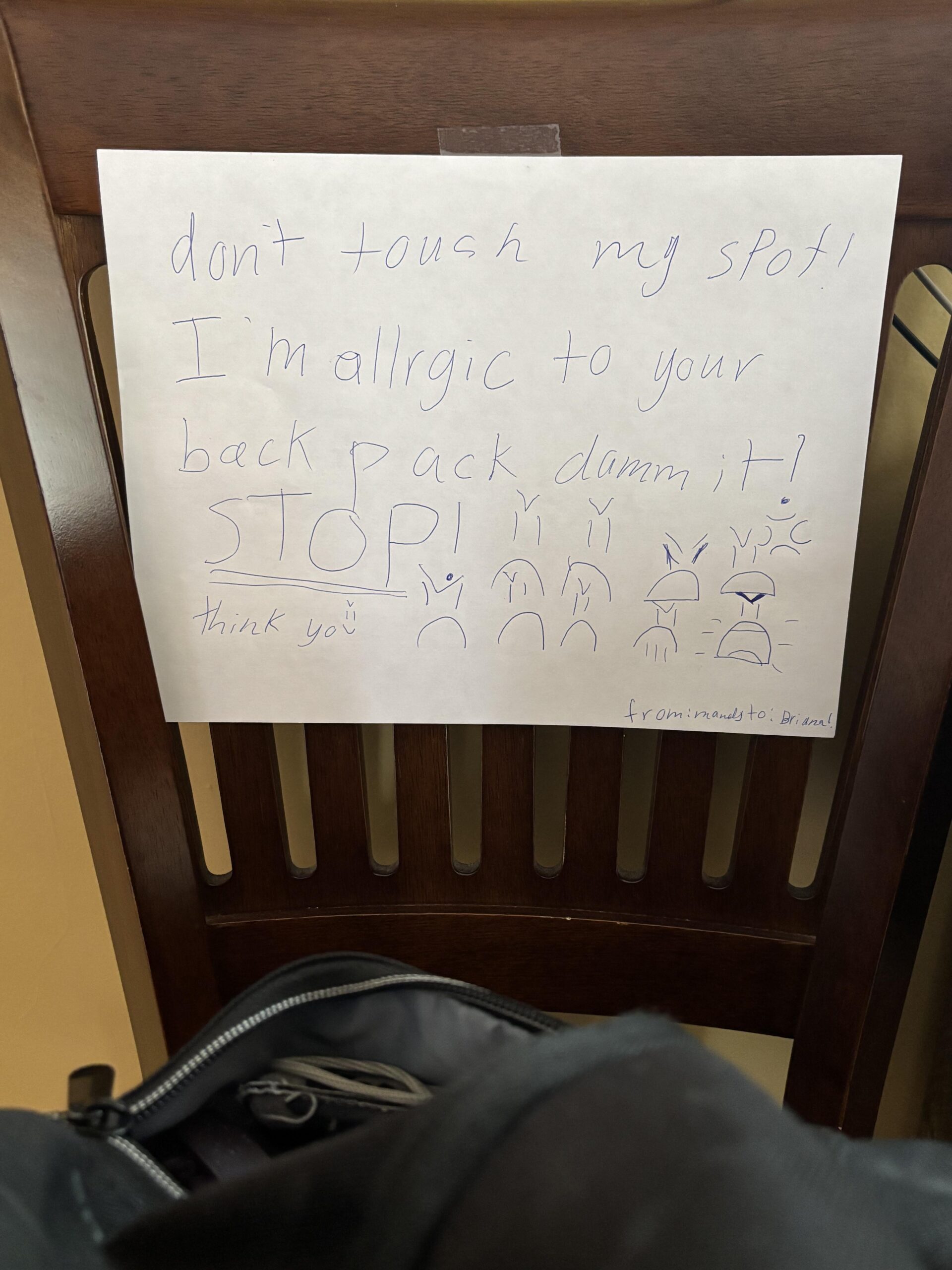 What my 9 year old sister stuck on the chair I recently started ...
