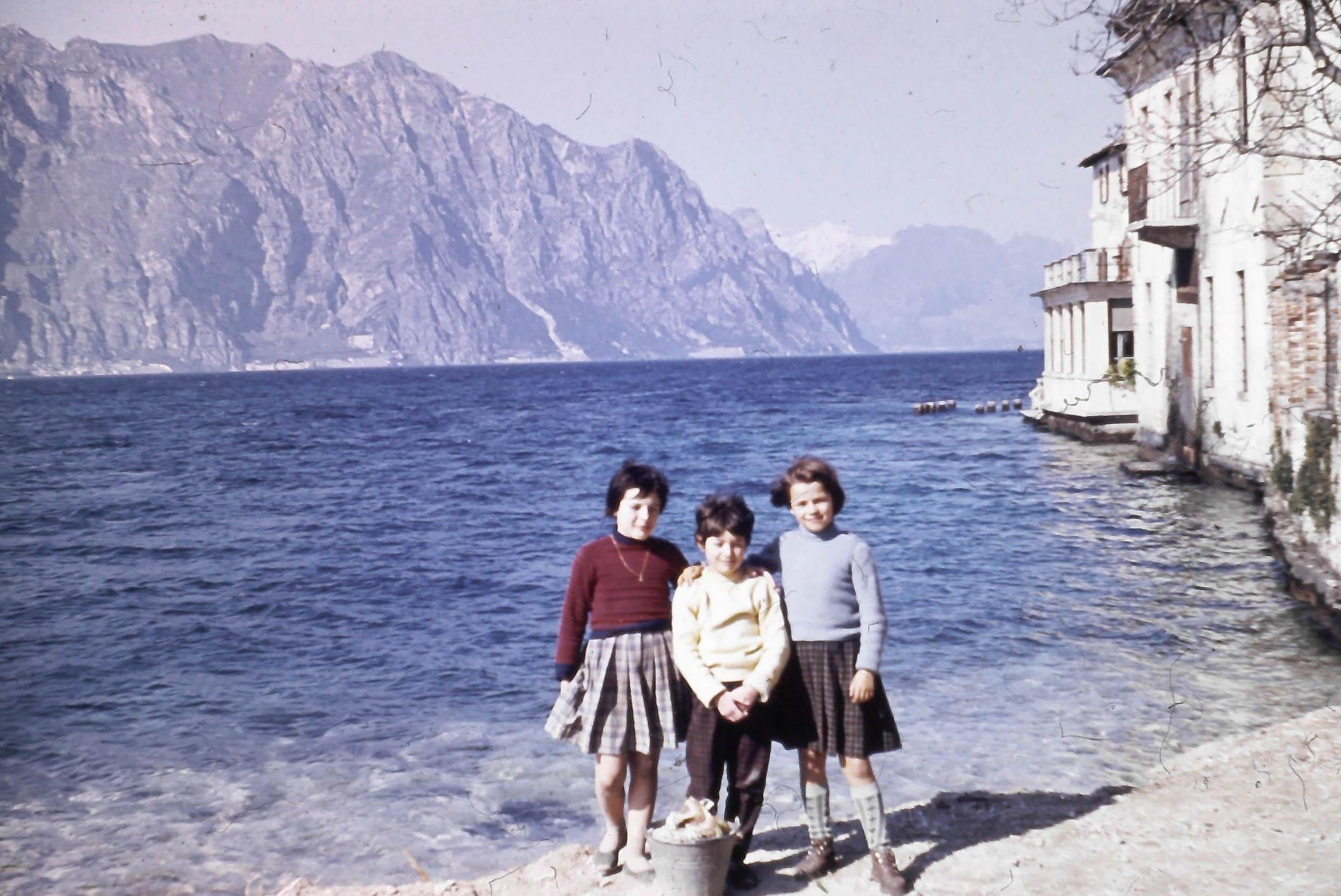 Three children at Lake Garda in Italy, 1963 - USLUCK