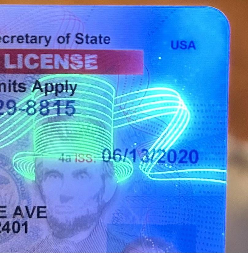 You can reveal Lincoln’s hat on the IL driver’s license with a black ...