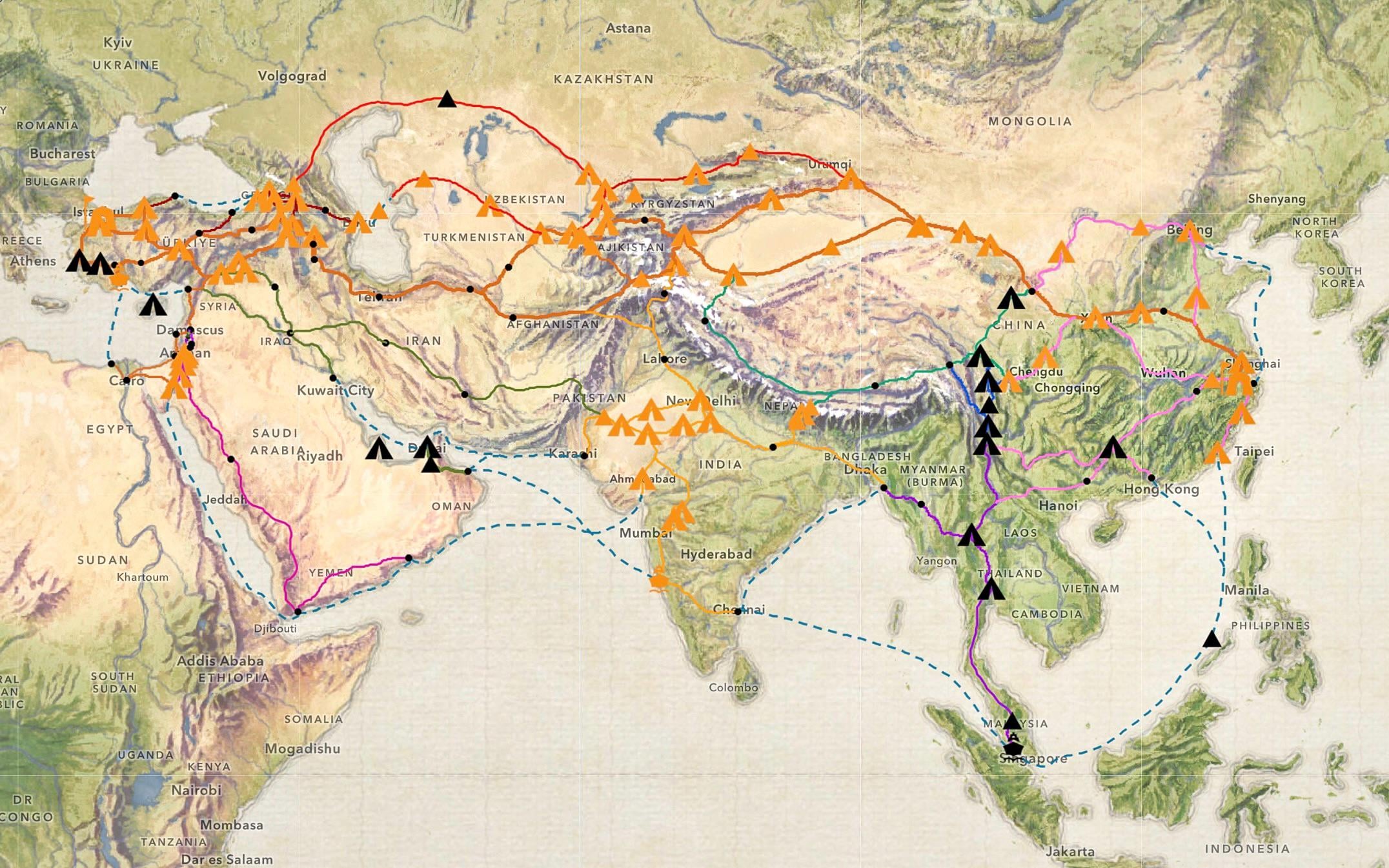 [OC] Visualizing 50,000 miles of travel across the Silk Roads: An ...