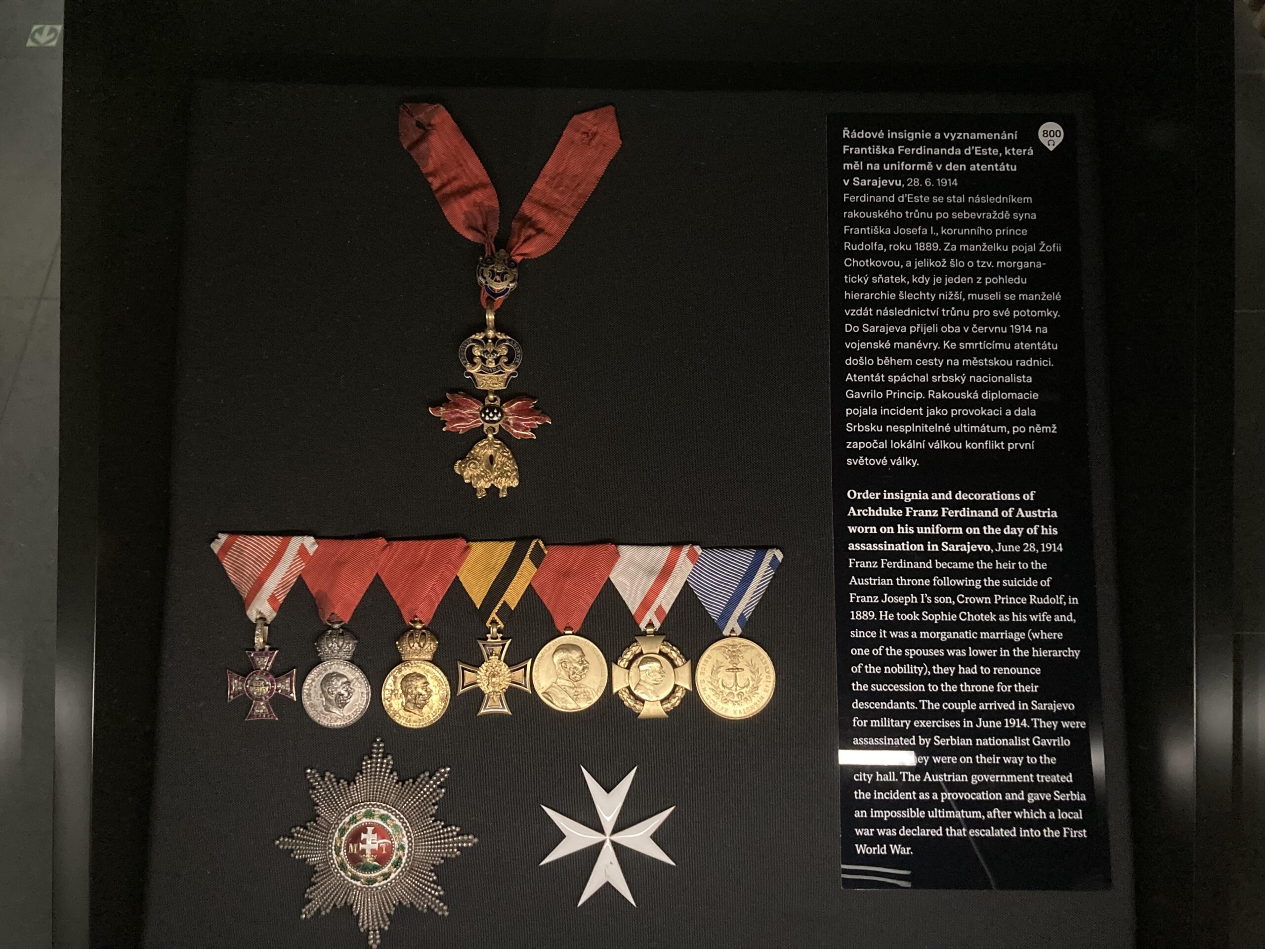 Medals worn by Archduke Franz Ferdinand at the time of his ...