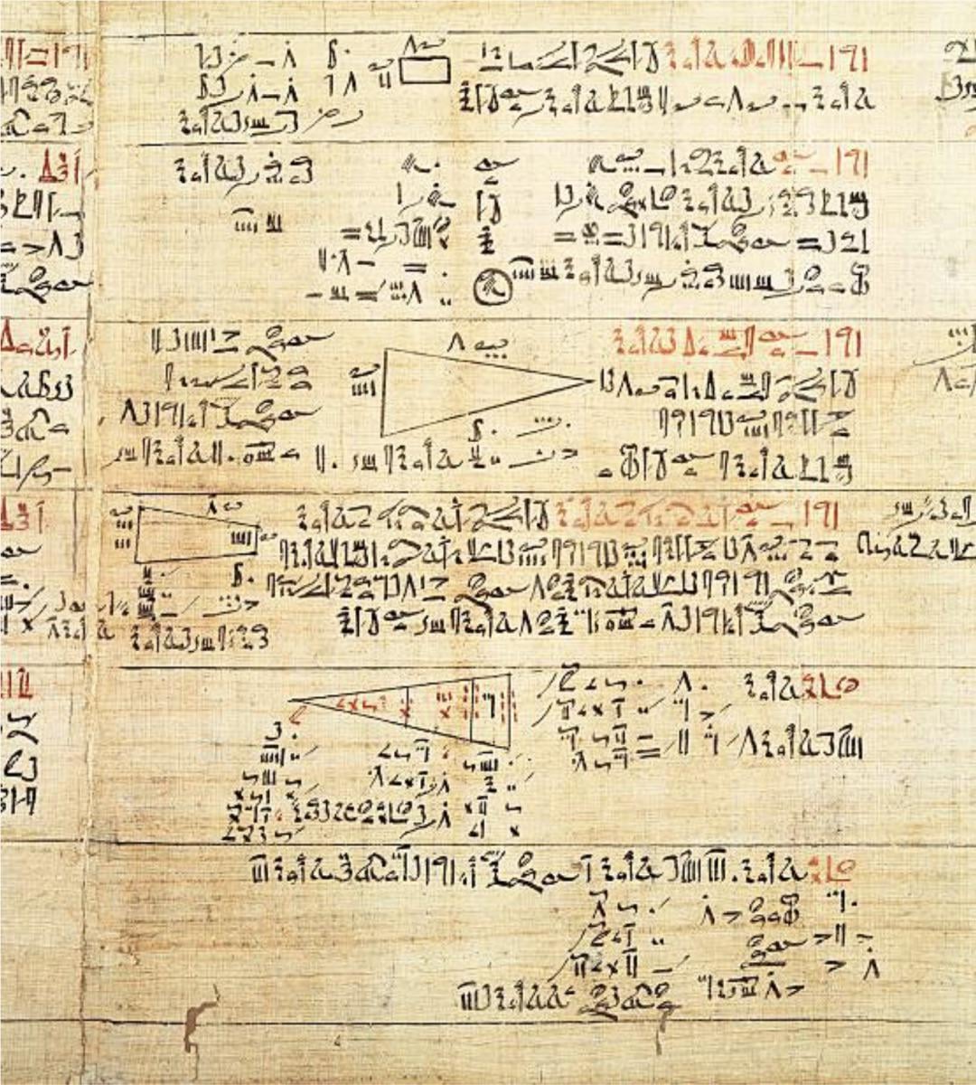 This image displays a section of the Rhind Mathematical Papyrus, a ...