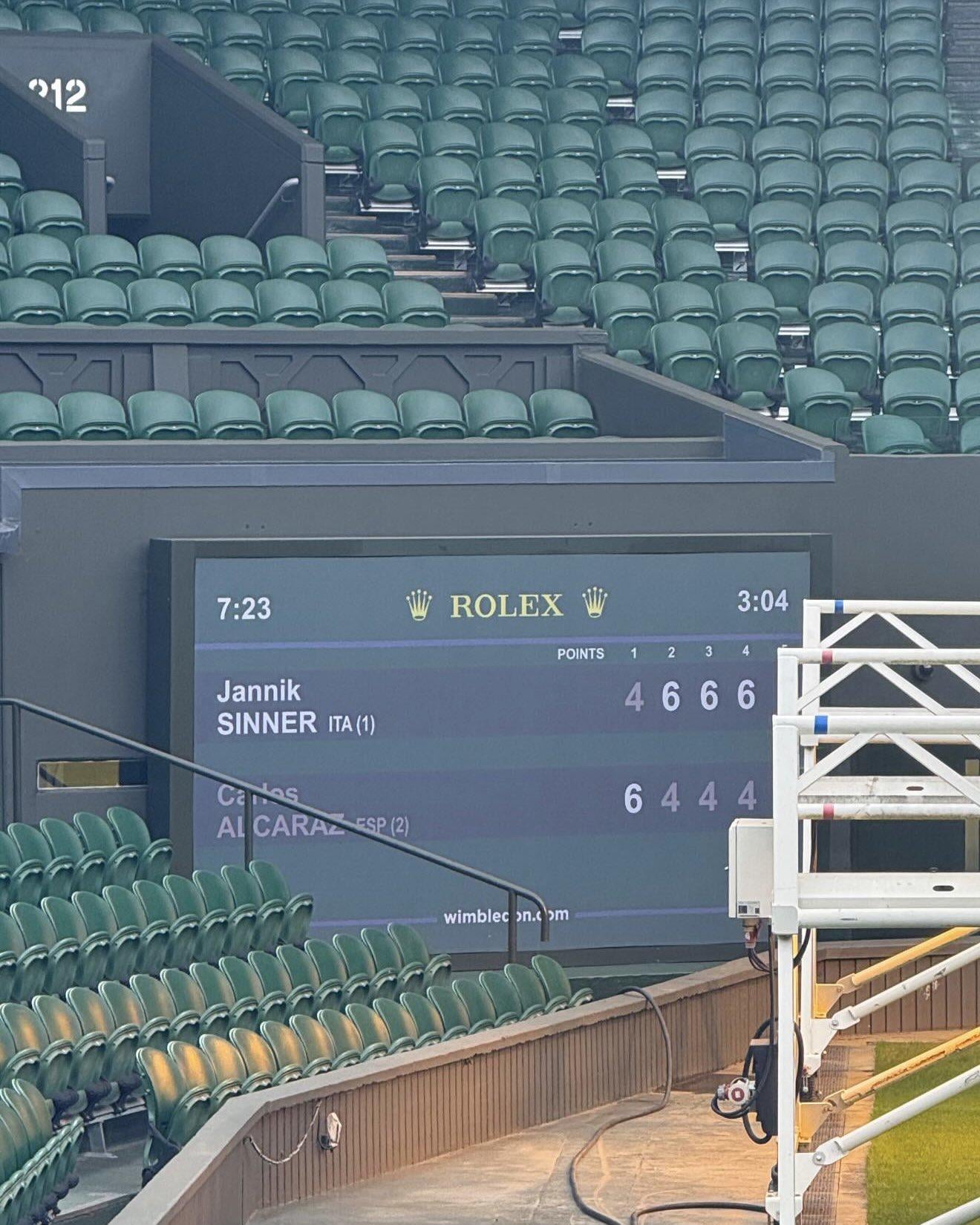At Wimbledon, the scoreboard stays still after the last point was ...