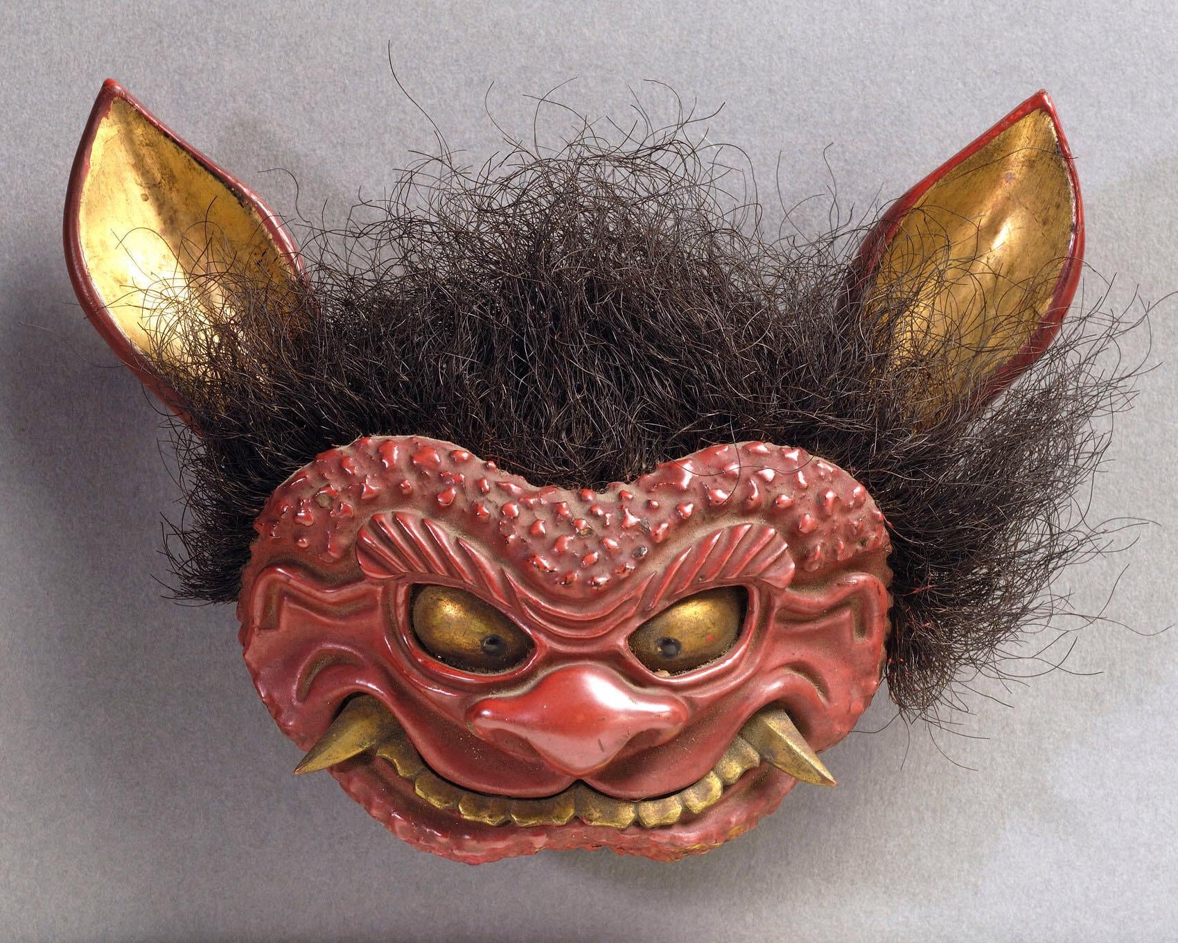 Maedate (helmet crest) shaped like a demon's head. Japan, Edo period ...