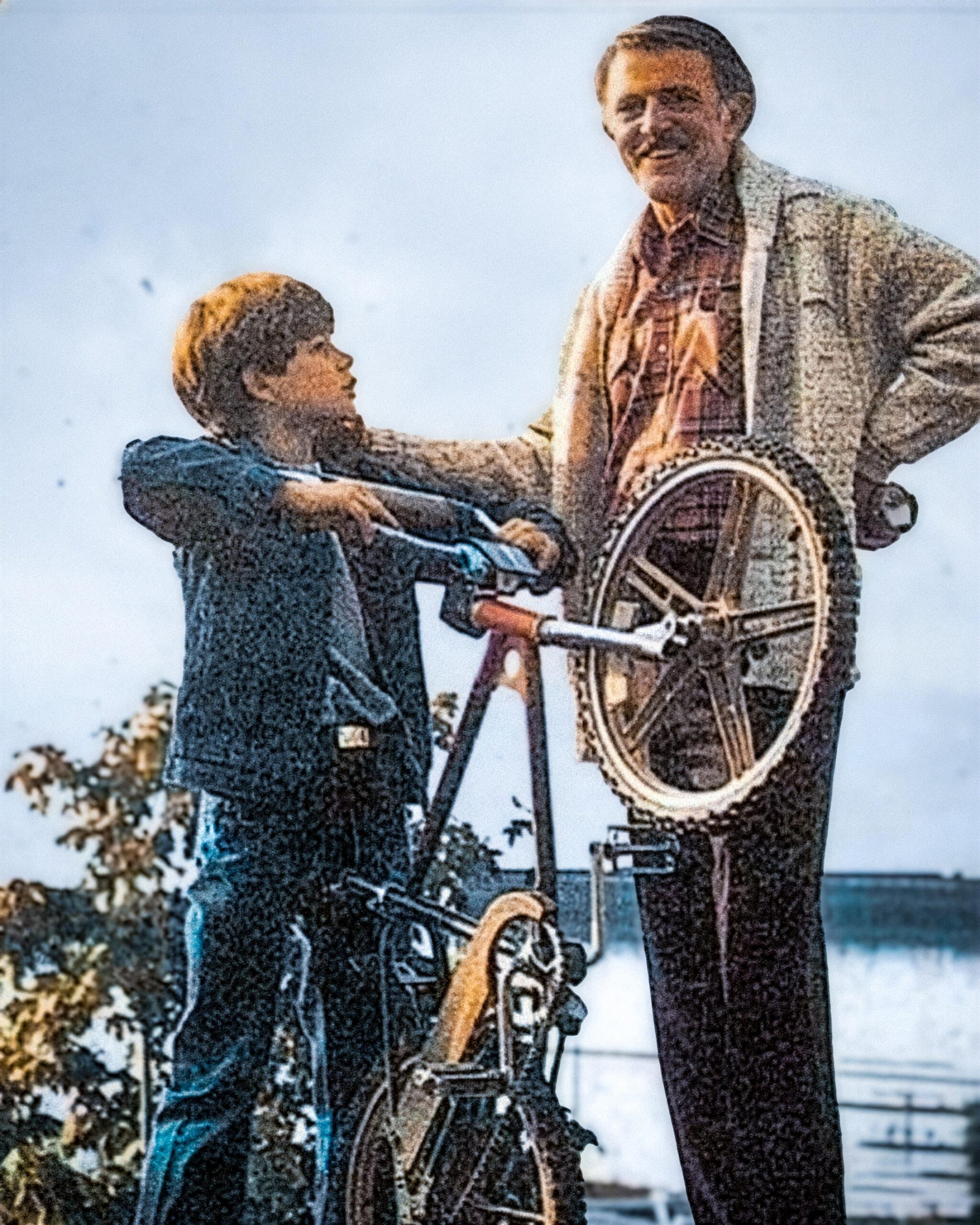 Sean Astin with his father John on location of The Goonies (1985) - USLUCK