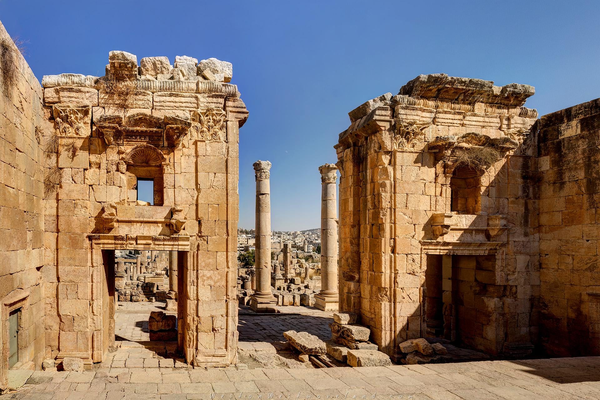 Temple of Artemis Propylaeum from inside, Gerasa, 150 AD, Jordan. This ...
