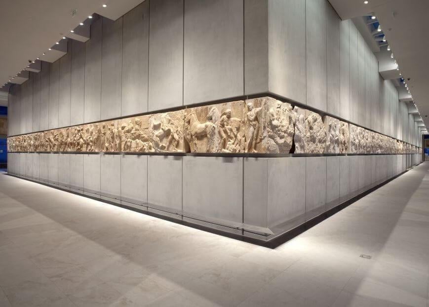 The display of a reproduction of the Parthenon or Elgin Marbles (here ...