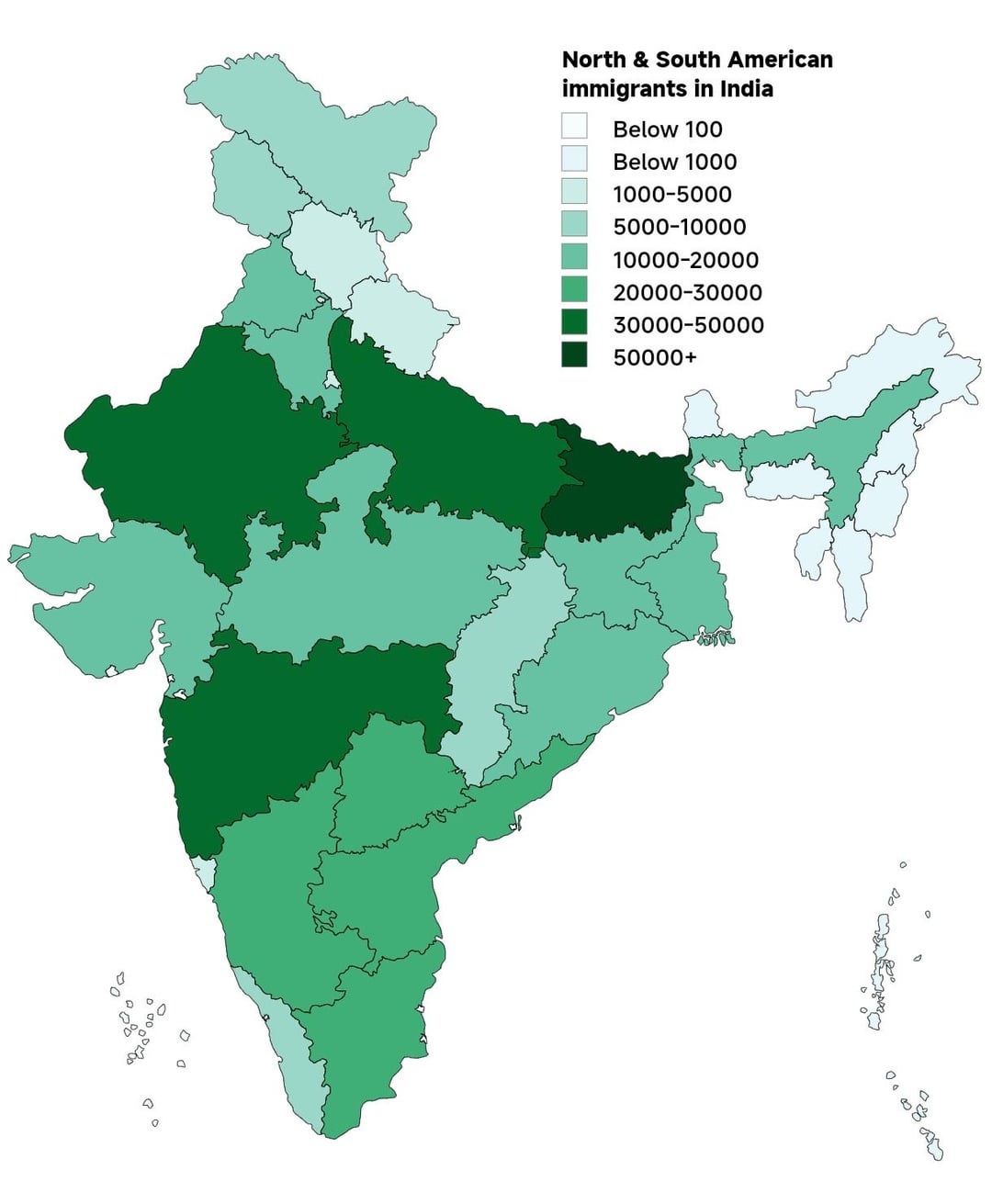 American and European immigrants in India (by state) - USLUCK